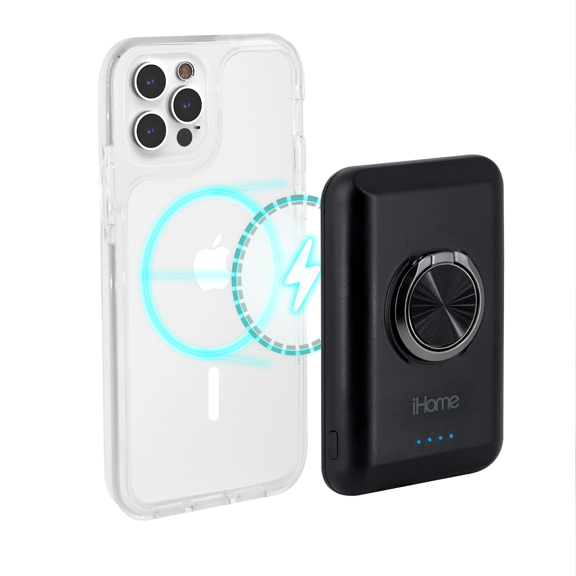iHome Magnetic Power Bank with Ring Stand, 5,000mAh, MagSafe Compatible ...