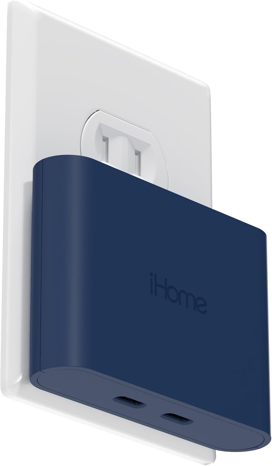 iHome Multiport 40W USB-C Charger, AC Pro 2-Port Flat Block, Dual Fast ...