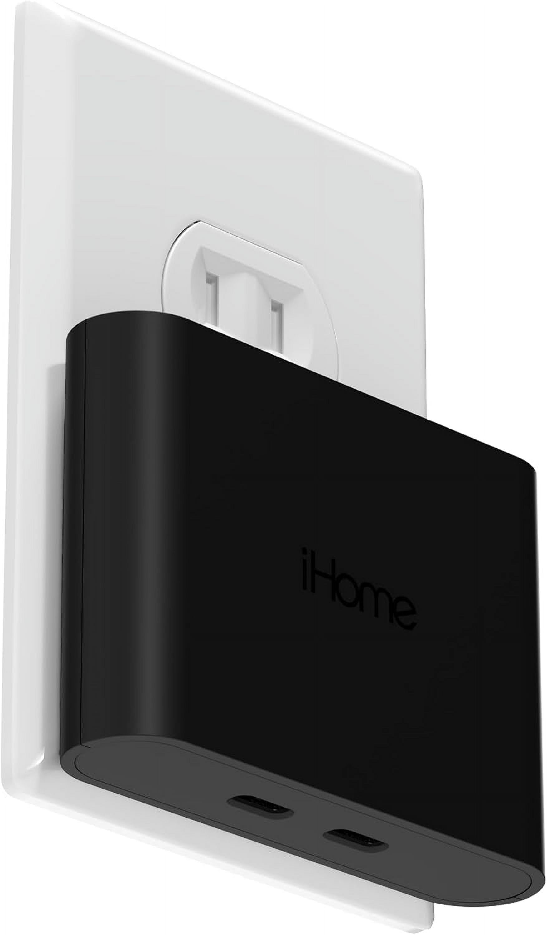 iHome Multiport 40W USB-C Charger, AC Pro 2-Port Flat Block, Dual Fast ...