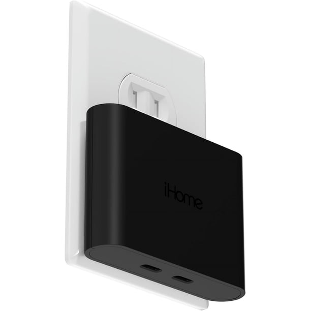 iHome Multiport 40W USB-C Charger, AC Pro 2-Port Flat Block, Dual Fast ...