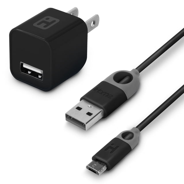 iHome USB Wall Charger Block with 5FT Micro USB Cable, Single Port ...