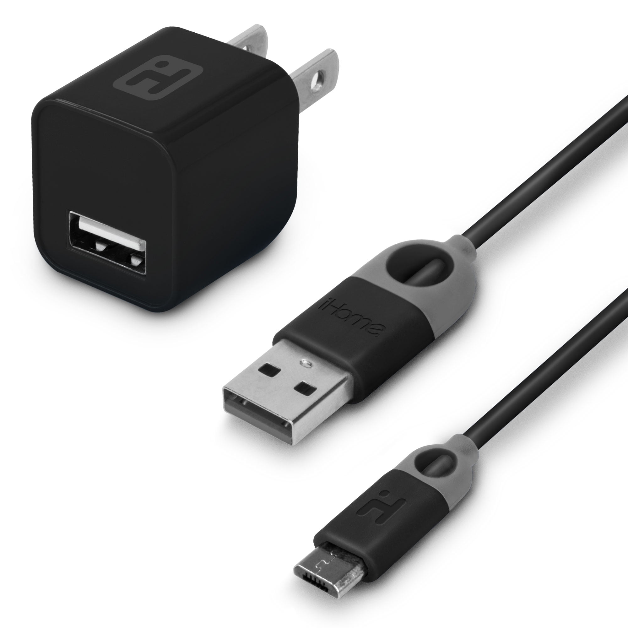 iHome Single Port USB Wall Charger Block and 5FT Micro USB Charging ...