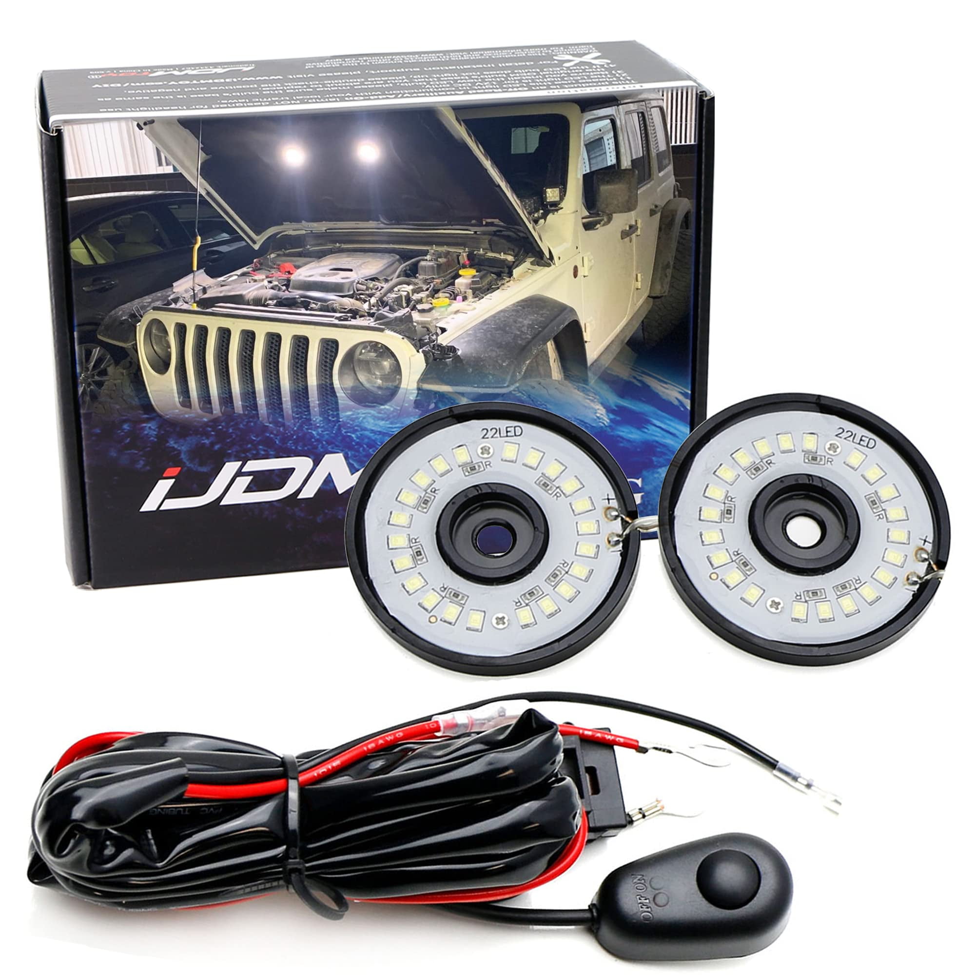 iJDMTOY 22-Diode 2-1/4-Inch LED STF9 Circle Under Hood, Truck Bed ...