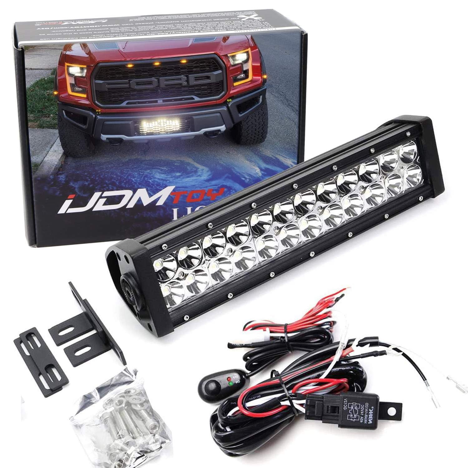 iJDMTOY Behind Grille LED Light Bar Kit Compatible with Ford 2017-2020 ...