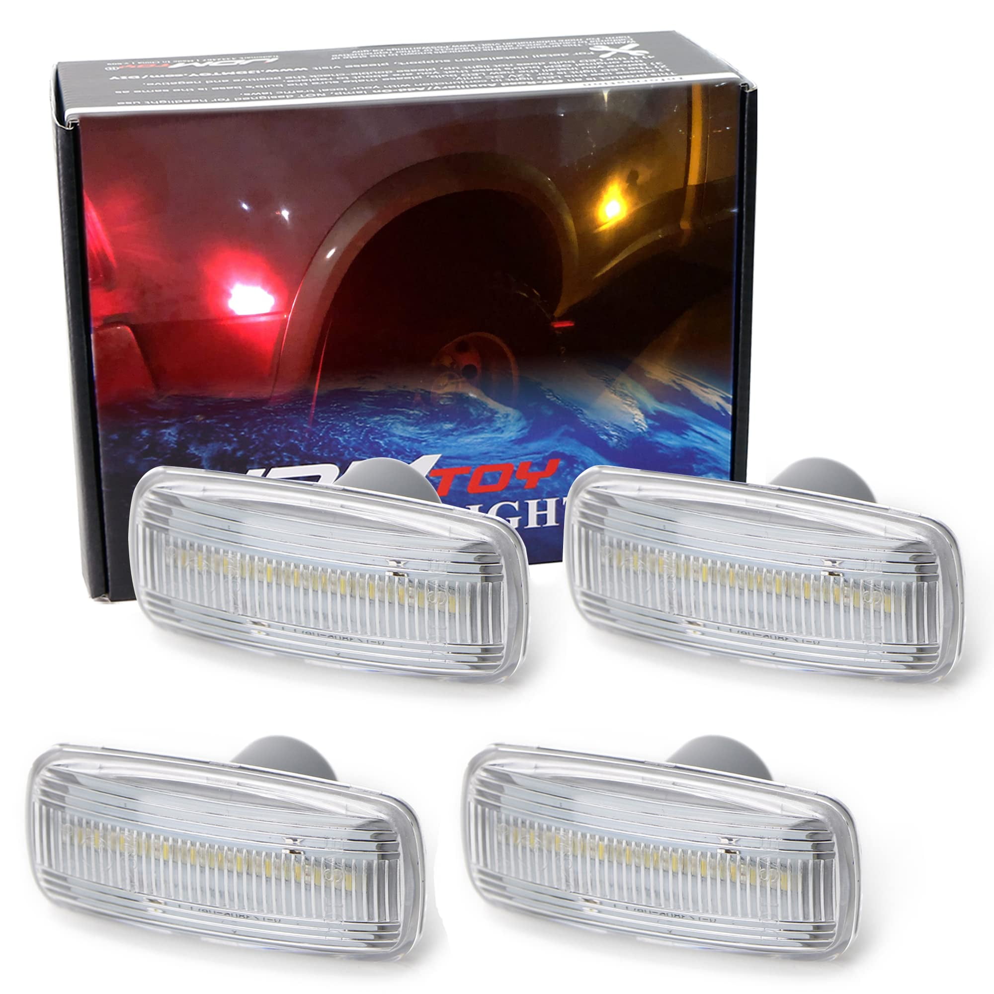 iJDMTOY Clear Lens Amber/Red CM31 Full LED Trunk Bed Marker Lights Set ...