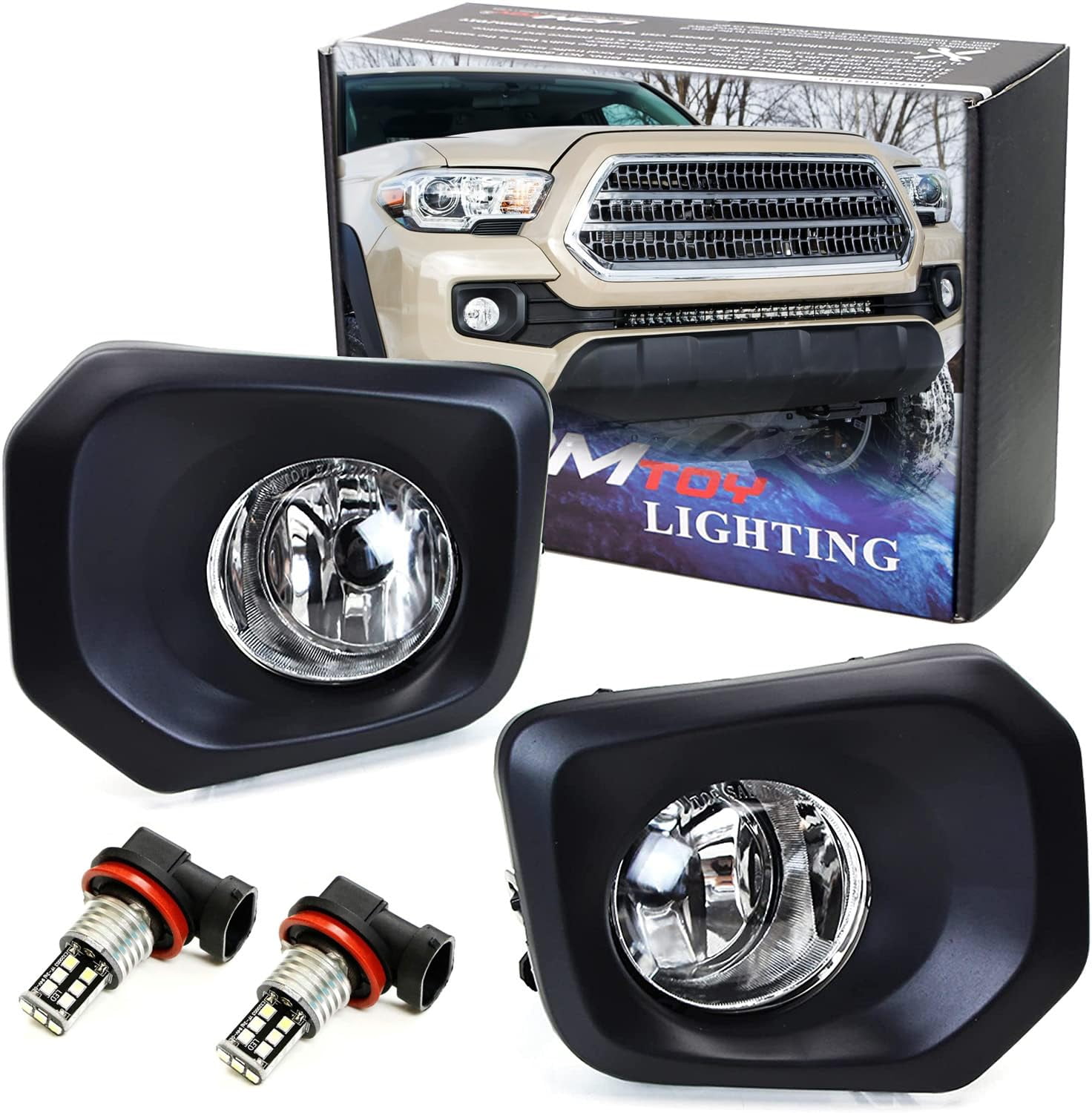 iJDMTOY Clear Lens Fog STF9 Lights Foglamp Kit with Xenon White 15-SMD ...