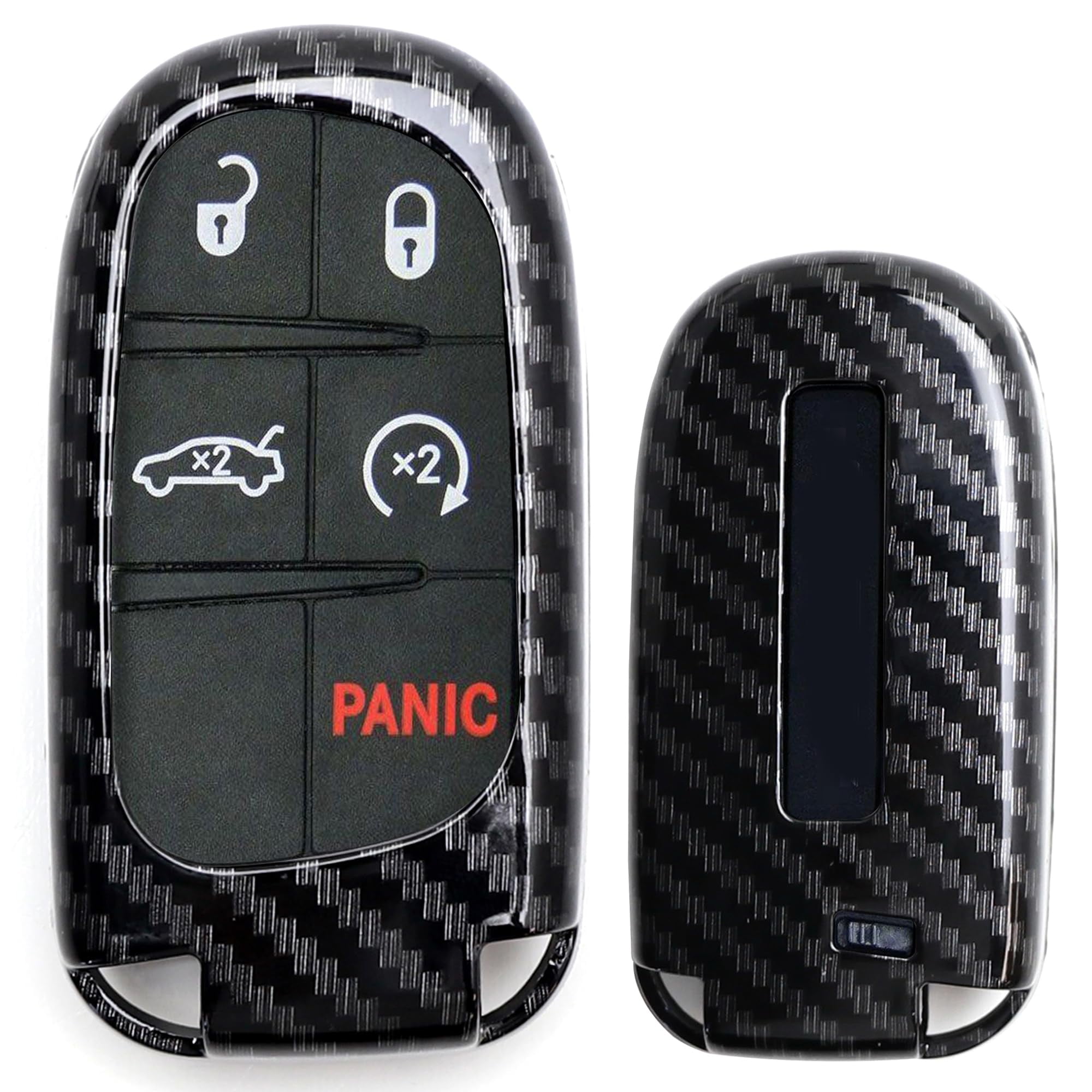 iJDMTOY Glossy Black Carbon Fiber Pattern Key Fob Shell Compatible with ...