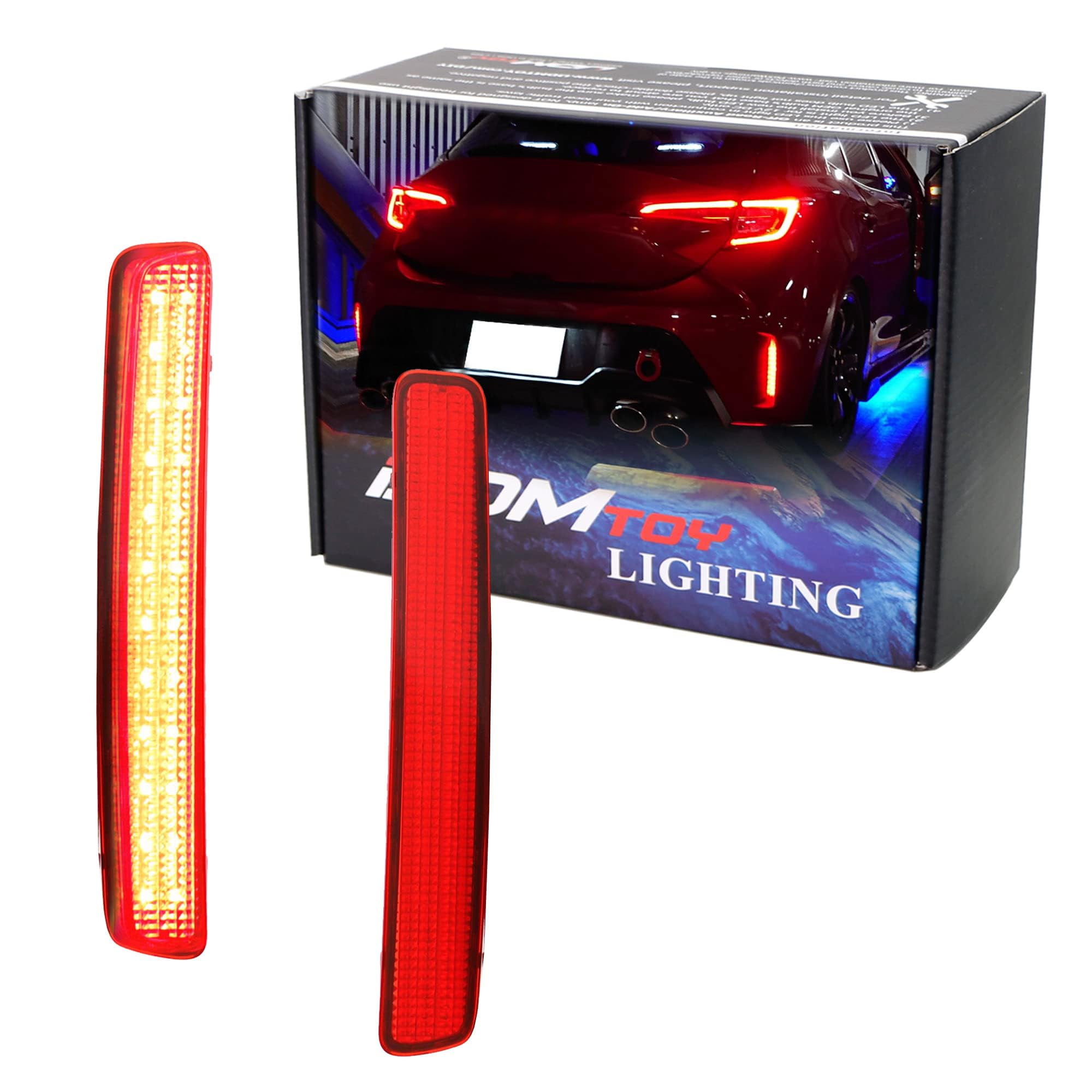 iJDMTOY OEM-Spec Red Lens RRF12 48-SMD Full LED Rear Bumper Reflector Light Trims Compatible ...