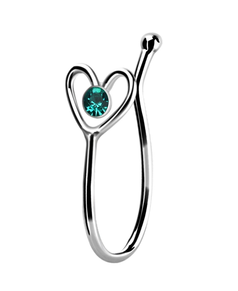 iJewelry2 Aqua Round Crystal Sterling Silver Illusion Stud Heart Shaped ...