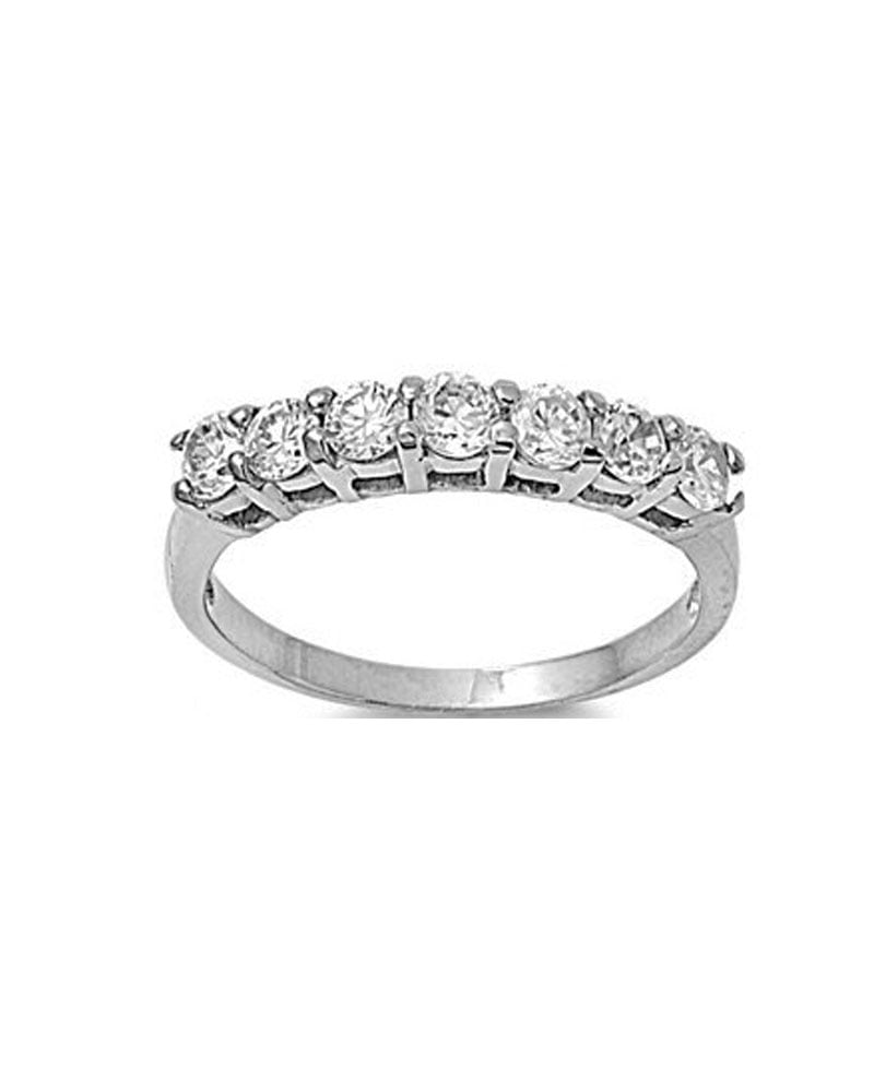 iJewelry2 Clear Brilliant Round CZ Row Silver-tone Stainless Steel ...