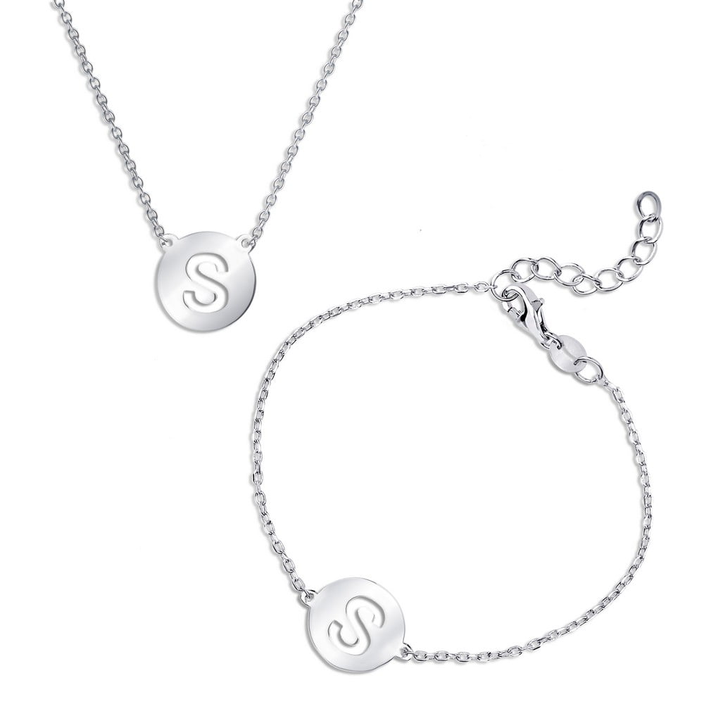iJewelry2 Cut-out Polished Letter S Sterling Silver Initial Necklace ...