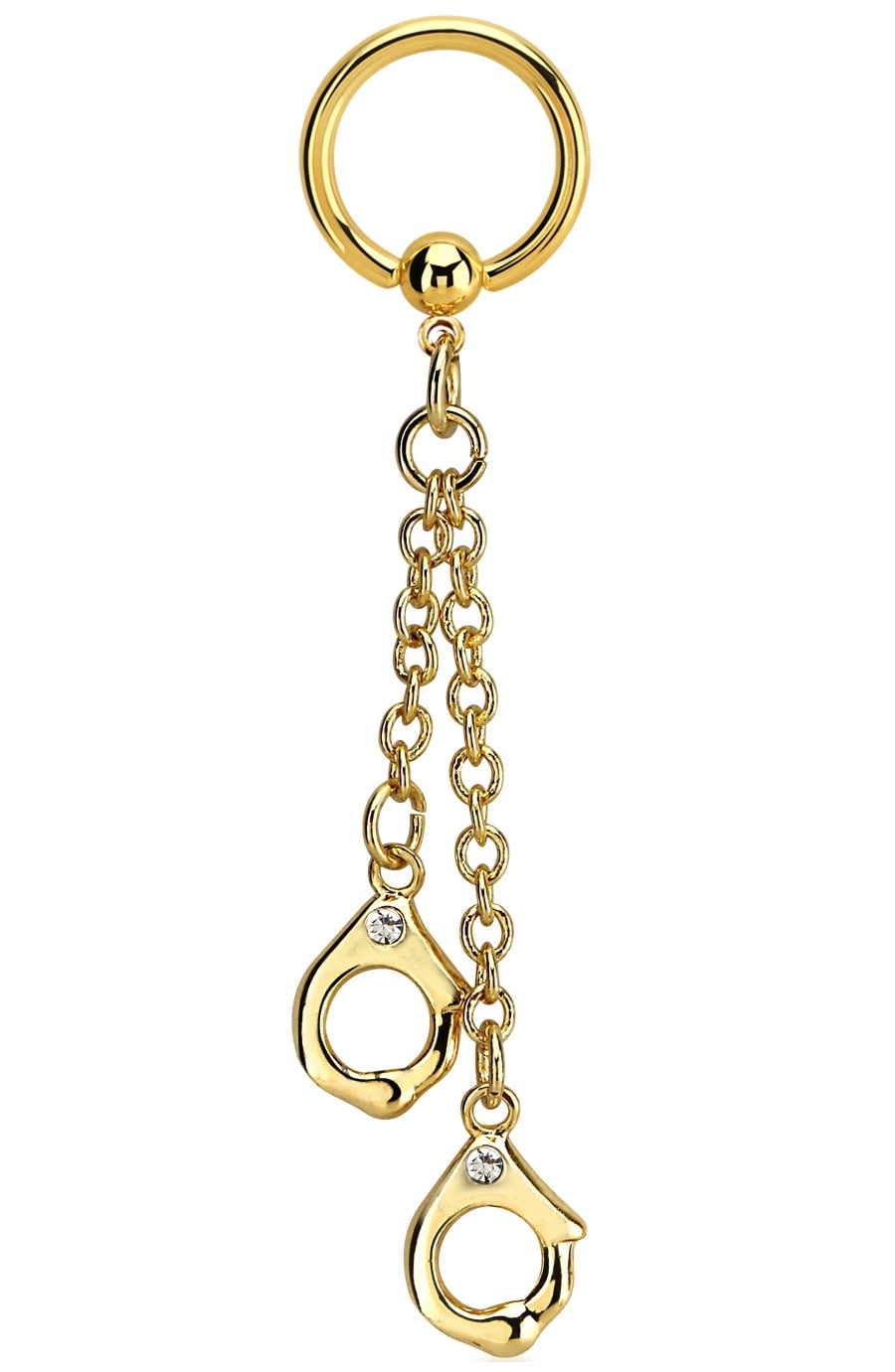 iJewelry2 Gold Tone Stainless Steel Dangling Submissive Handcuffs ...
