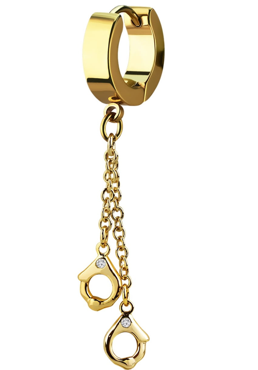 iJewelry2 Gold-tone Stainless Steel Dangling Mini Handcuff Chains ...