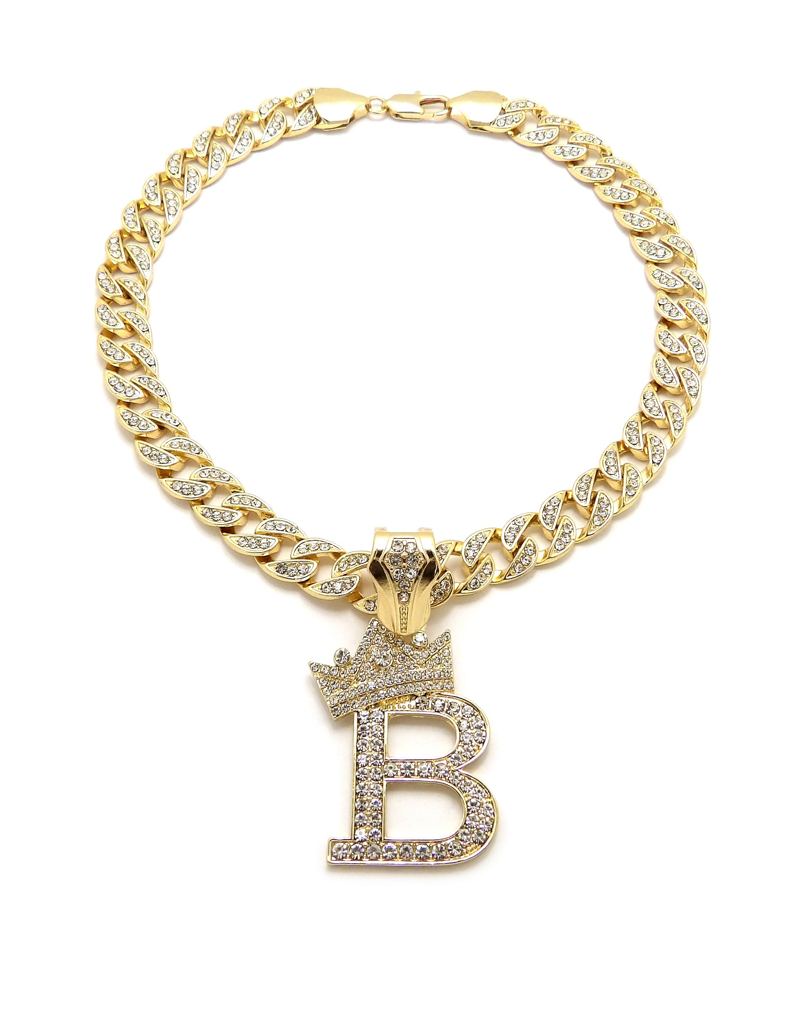 iJewelry2 Kings and Queens Crowned Initial Letter B Crystals Pendant ...