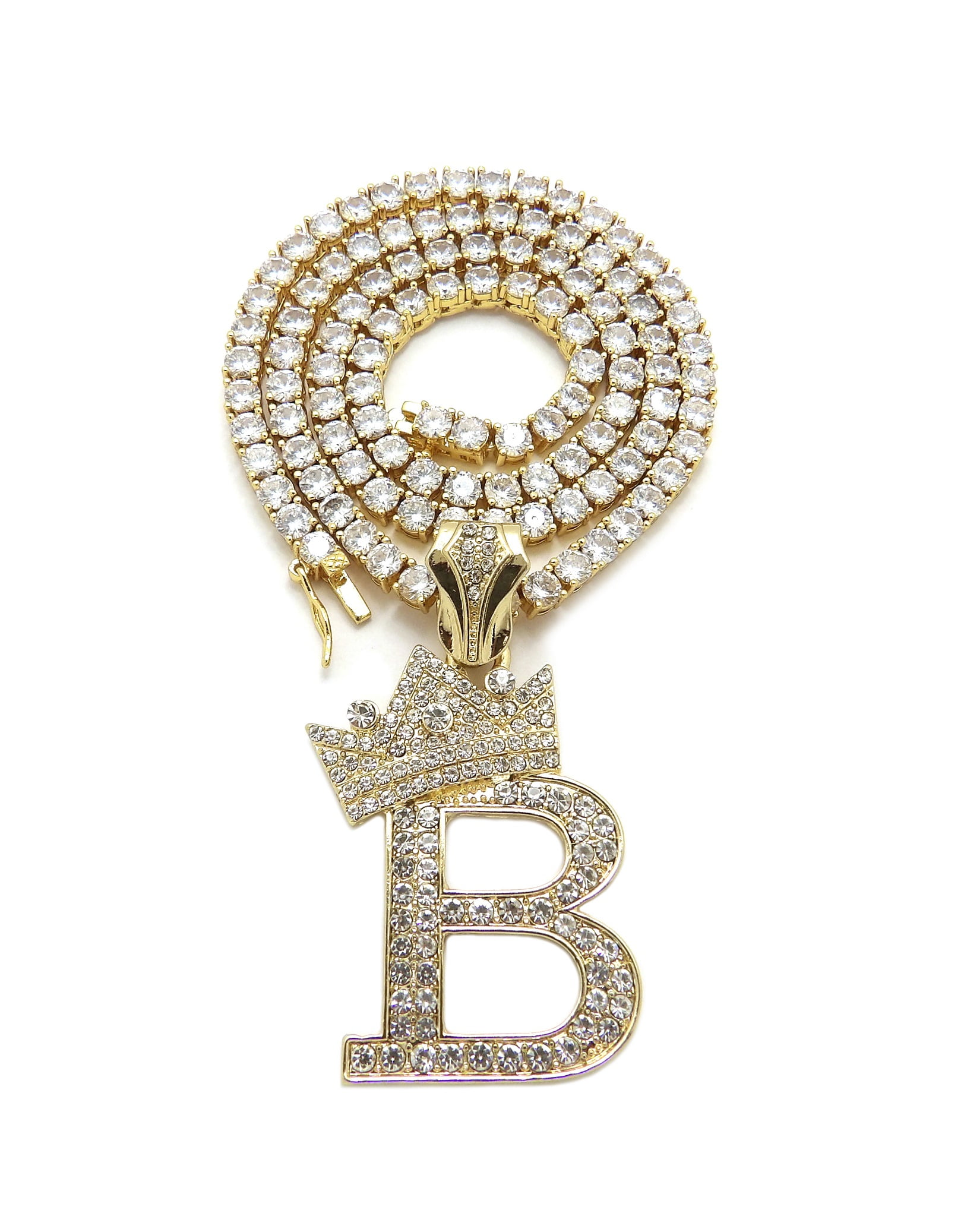 iJewelry2 Kings and Queens Crowned Initial Letter B Pendant Gold-tone ...