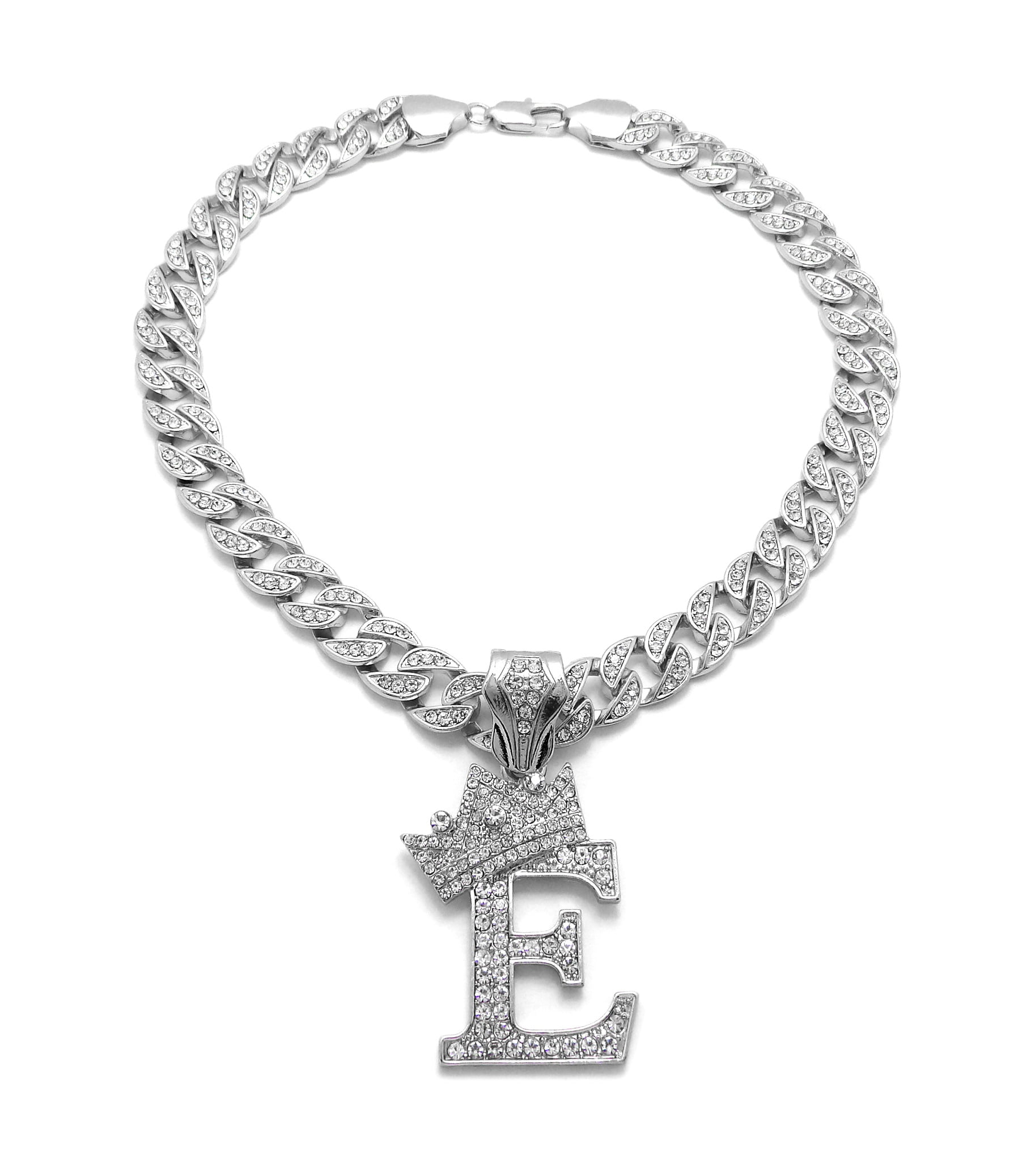 iJewelry2 Kings and Queens Crowned Initial Letter E Crystals Pendant ...