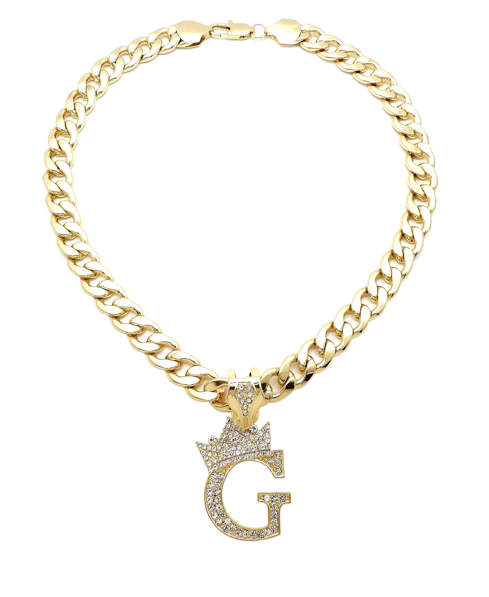 iJewelry2 Kings and Queens Crowned Initial Letter G Crystals Pendant ...