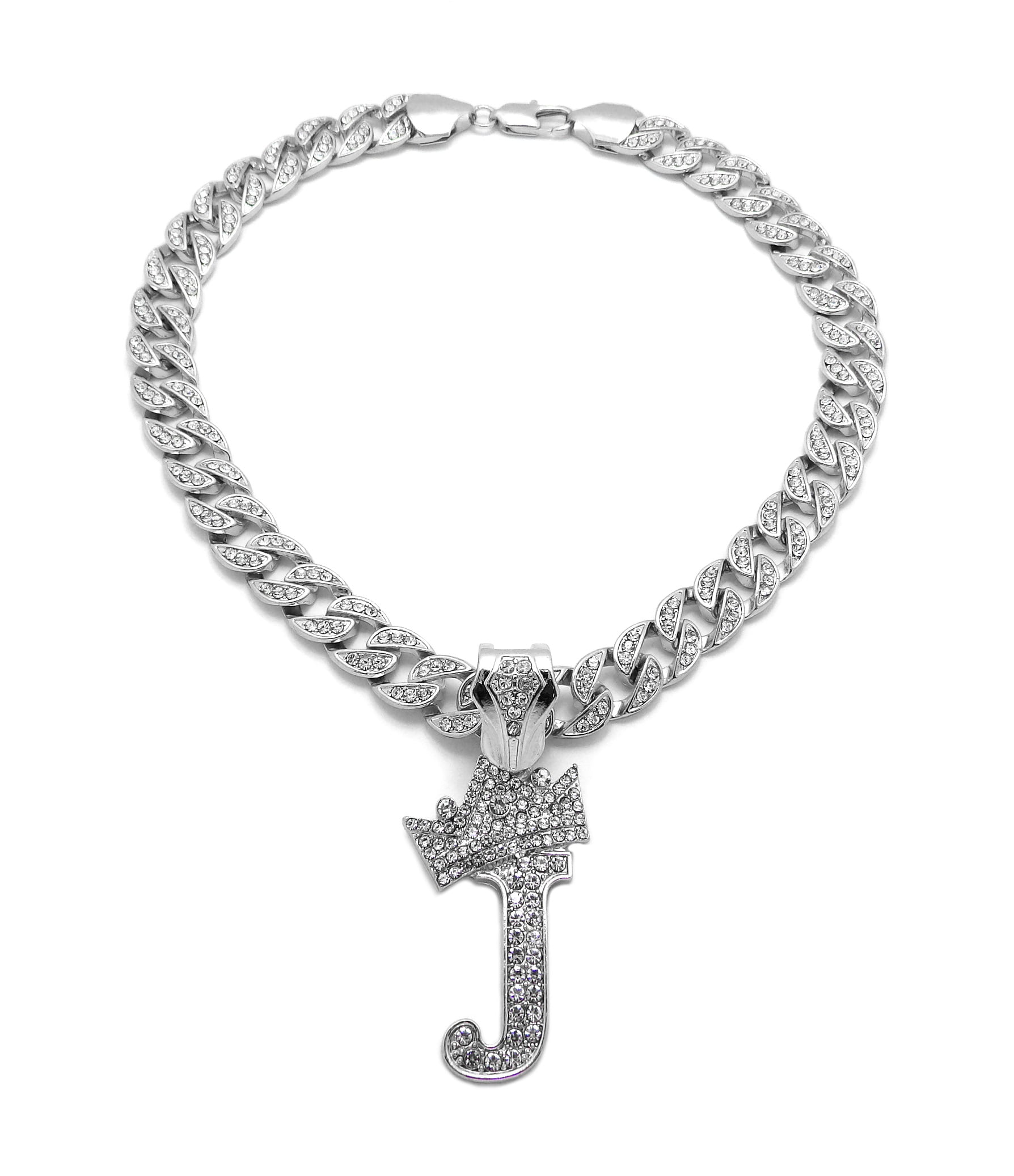 iJewelry2 Kings and Queens Crowned Initial Letter J Crystals Pendant ...