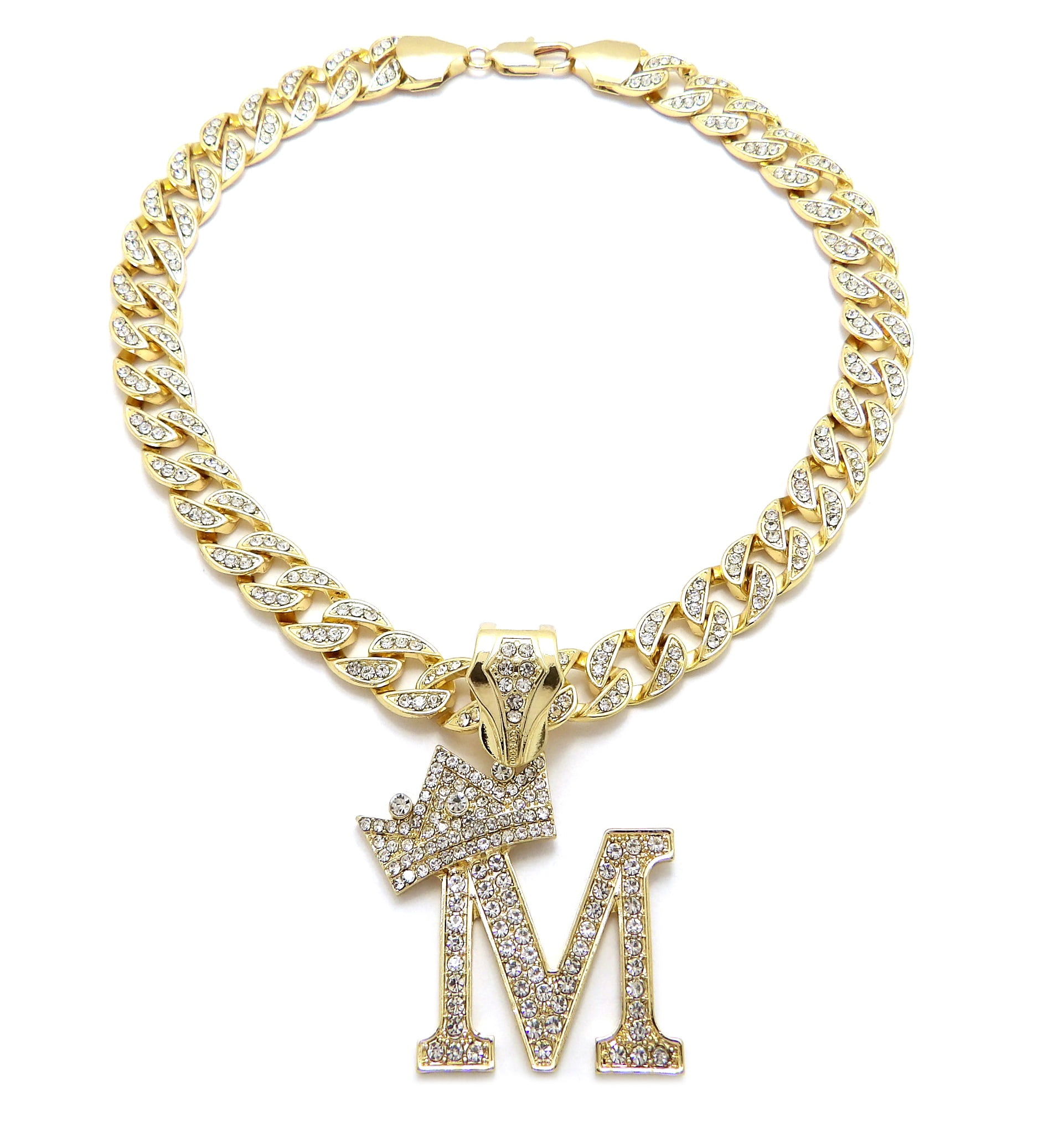 iJewelry2 Kings and Queens Crowned Initial Letter M Crystals Pendant ...