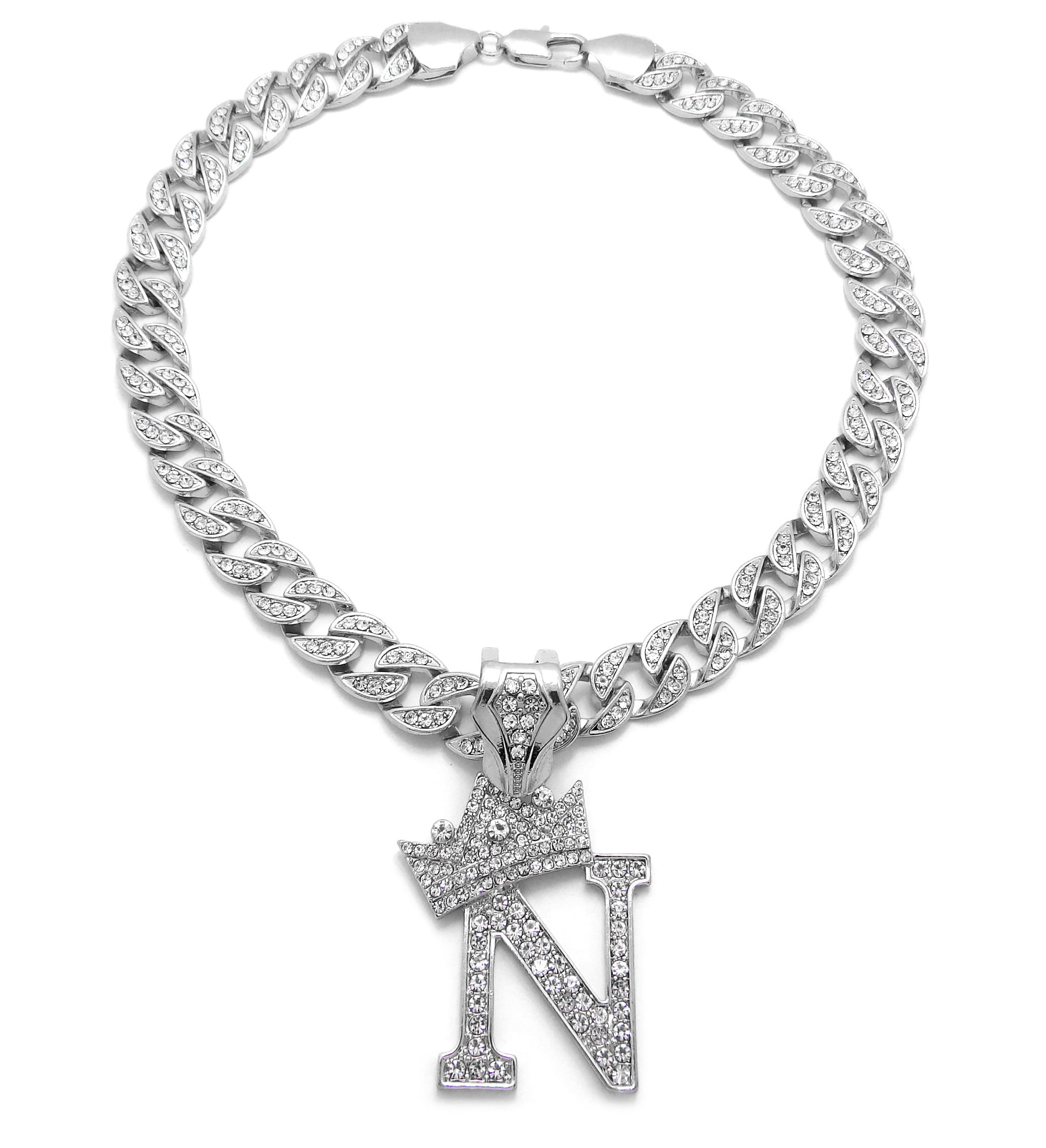 iJewelry2 Kings and Queens Crowned Initial Letter N Crystals Pendant ...