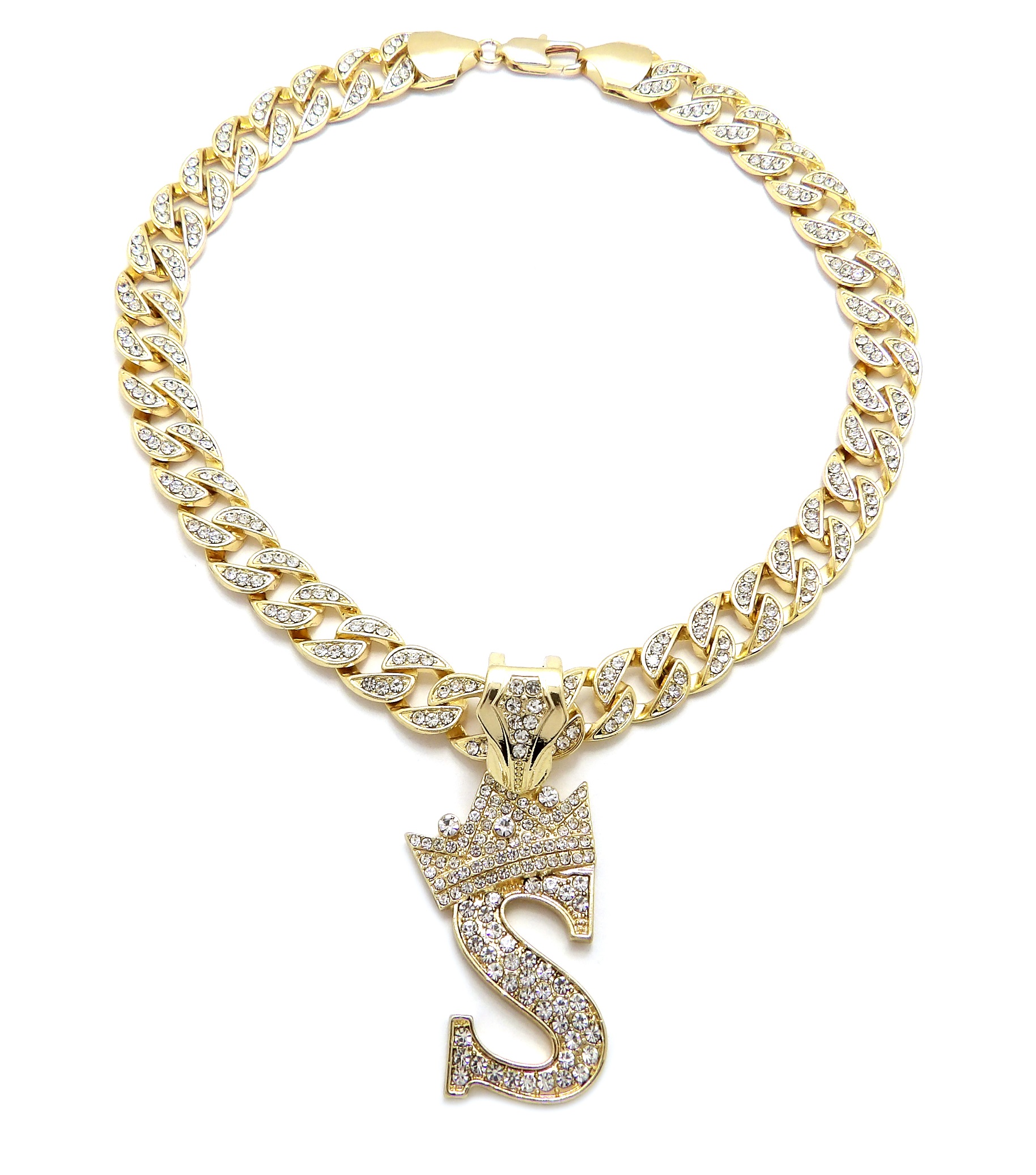 iJewelry2 Kings and Queens Crowned Initial Letter S Crystals Pendant ...