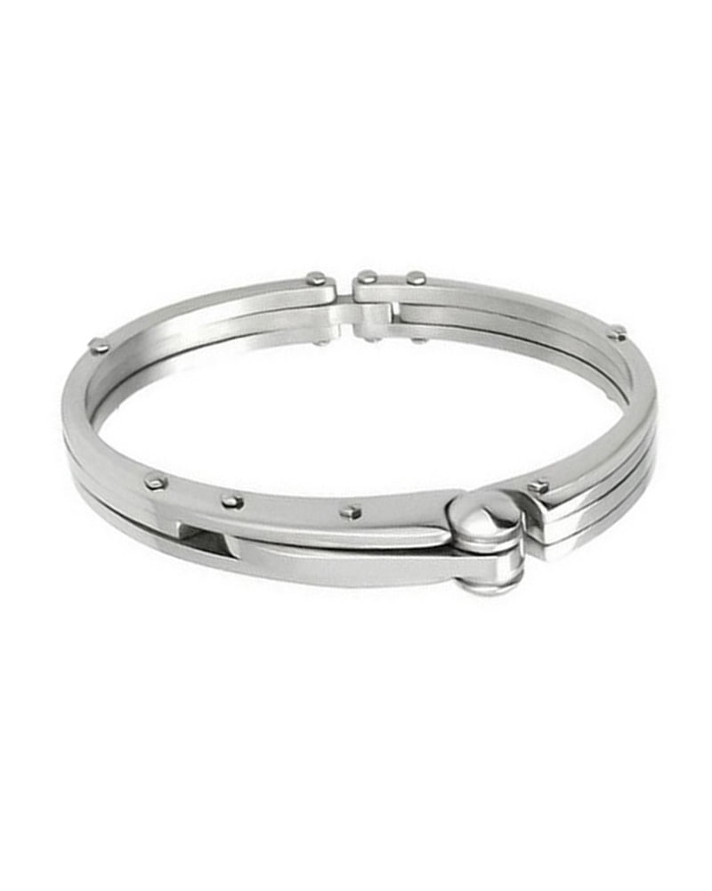 iJewelry2 Silver-tone Stainless Steel Handcuff Bangle Bracelet 7 ...