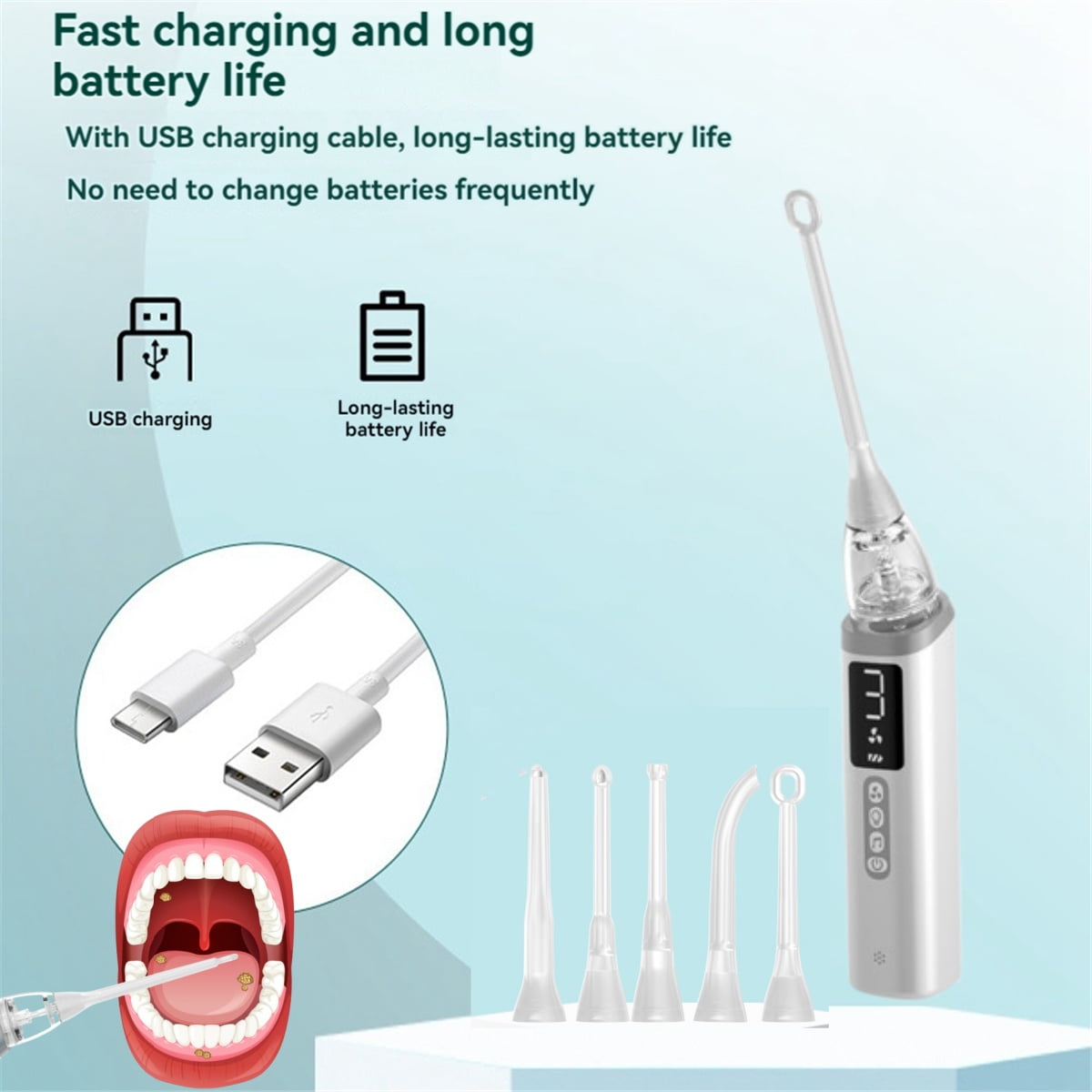 iKeener New Home Oral Care Tool Set Tonsil Electric Suction Stone ...