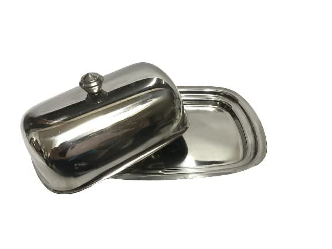 iKonbi Stainless Steel Round Shape Butter Dish with Buttering Brush ...