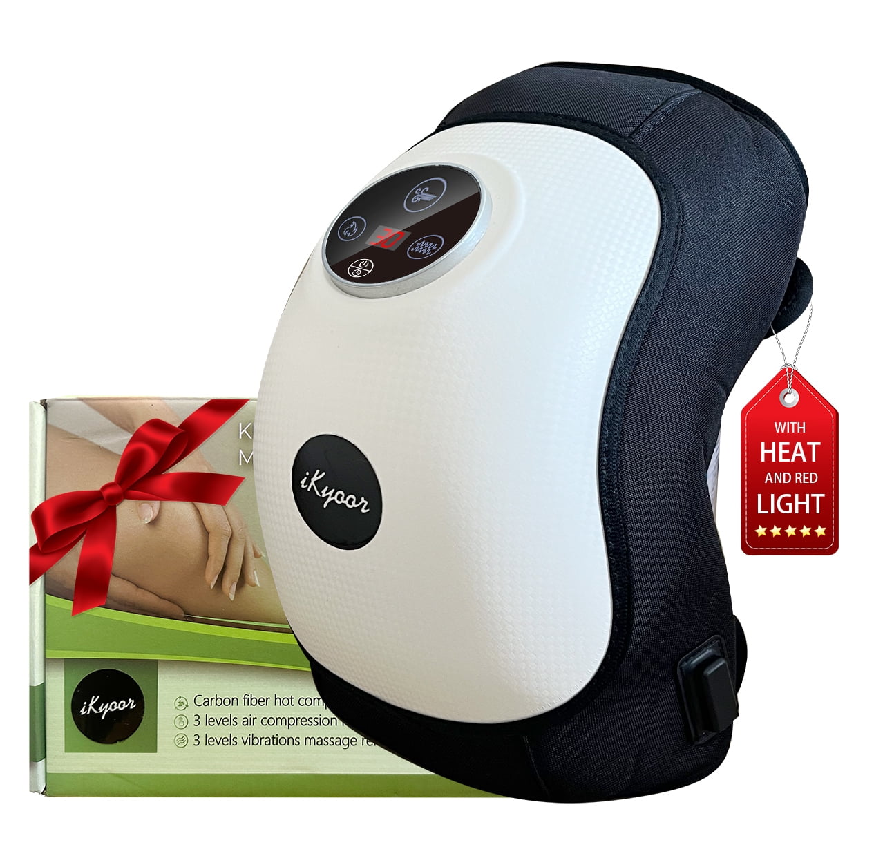 iKyoor Smart Cordless Knee Massager with Heat and Red Light, Airbag ...