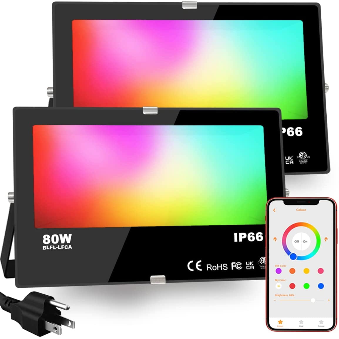 iLC 800W LED Flood Light for Outdoor & Indoor Use, Color Changing ...