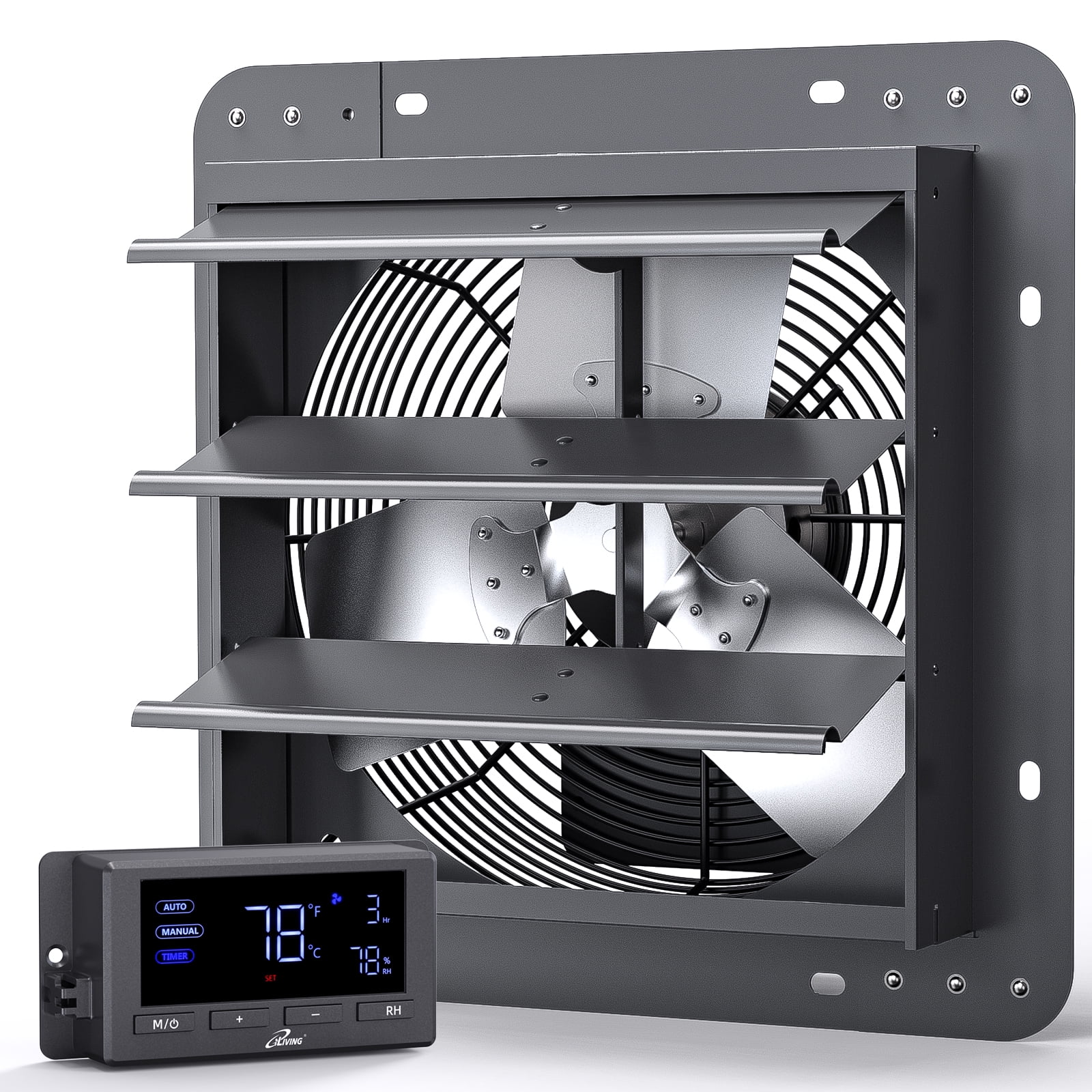 iLIVING 12" Wall Mounted Shutter Exhaust Fan, Automatic Shutter ...