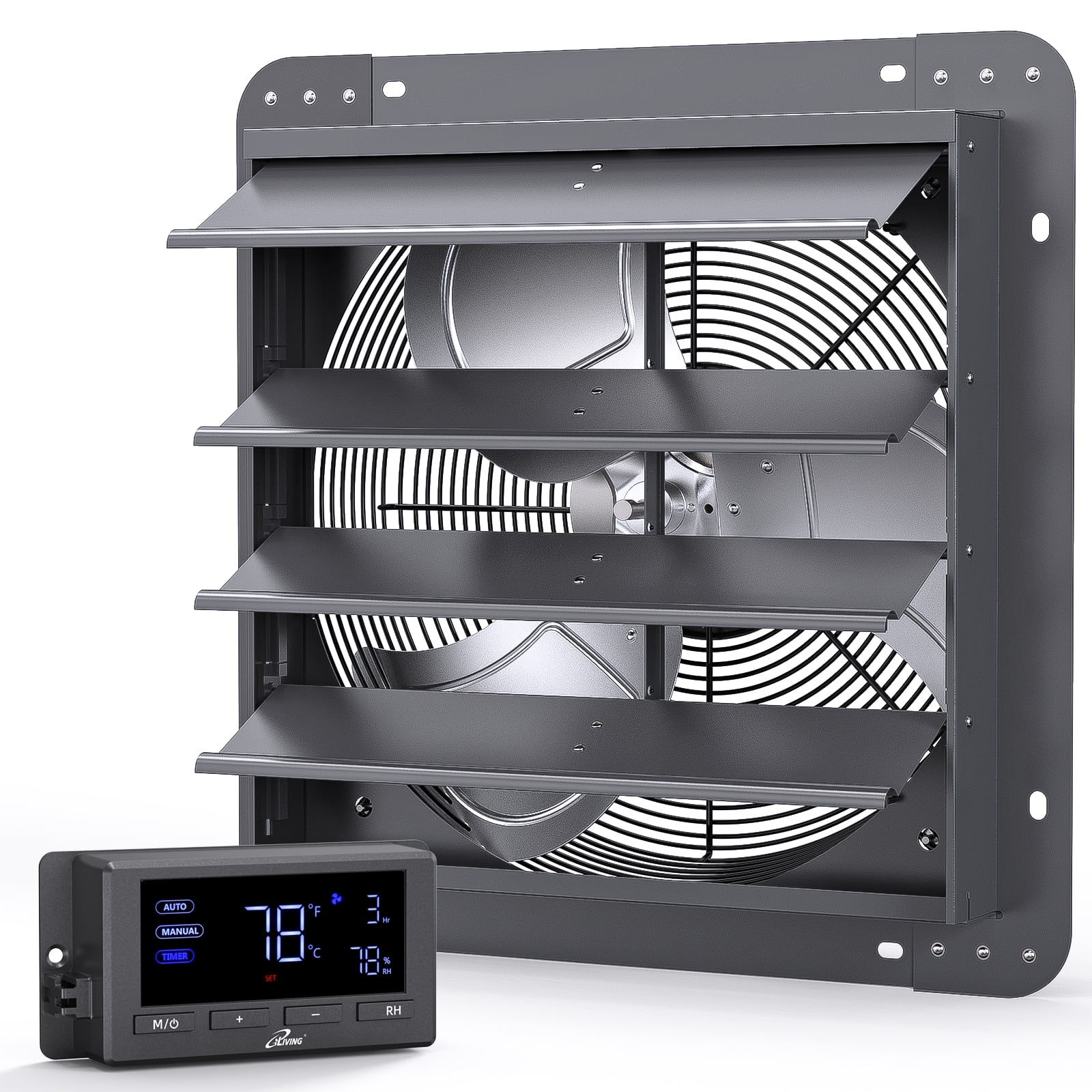 iLIVING 16" Wall Mounted Shutter Exhaust Fan, Automatic Shutter ...