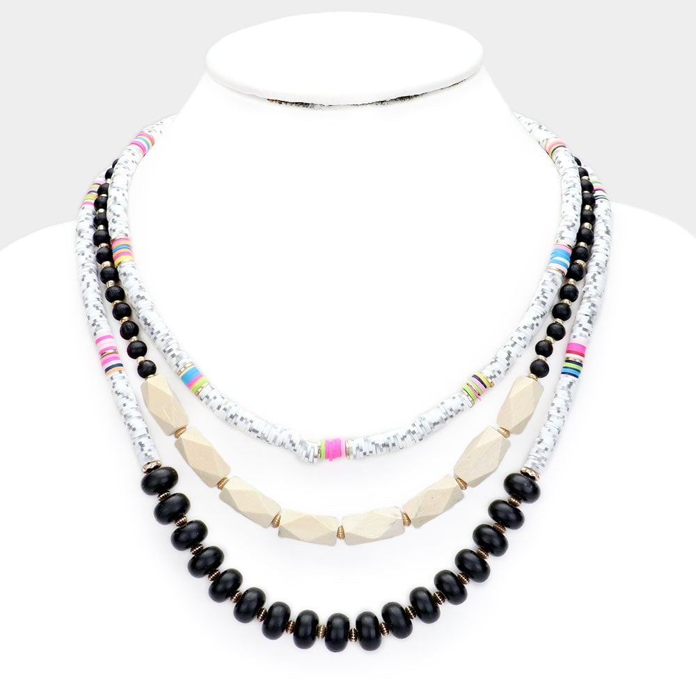 iLLASPARKZ Colorful Disc Bead Wood Layered Necklace - Walmart.com