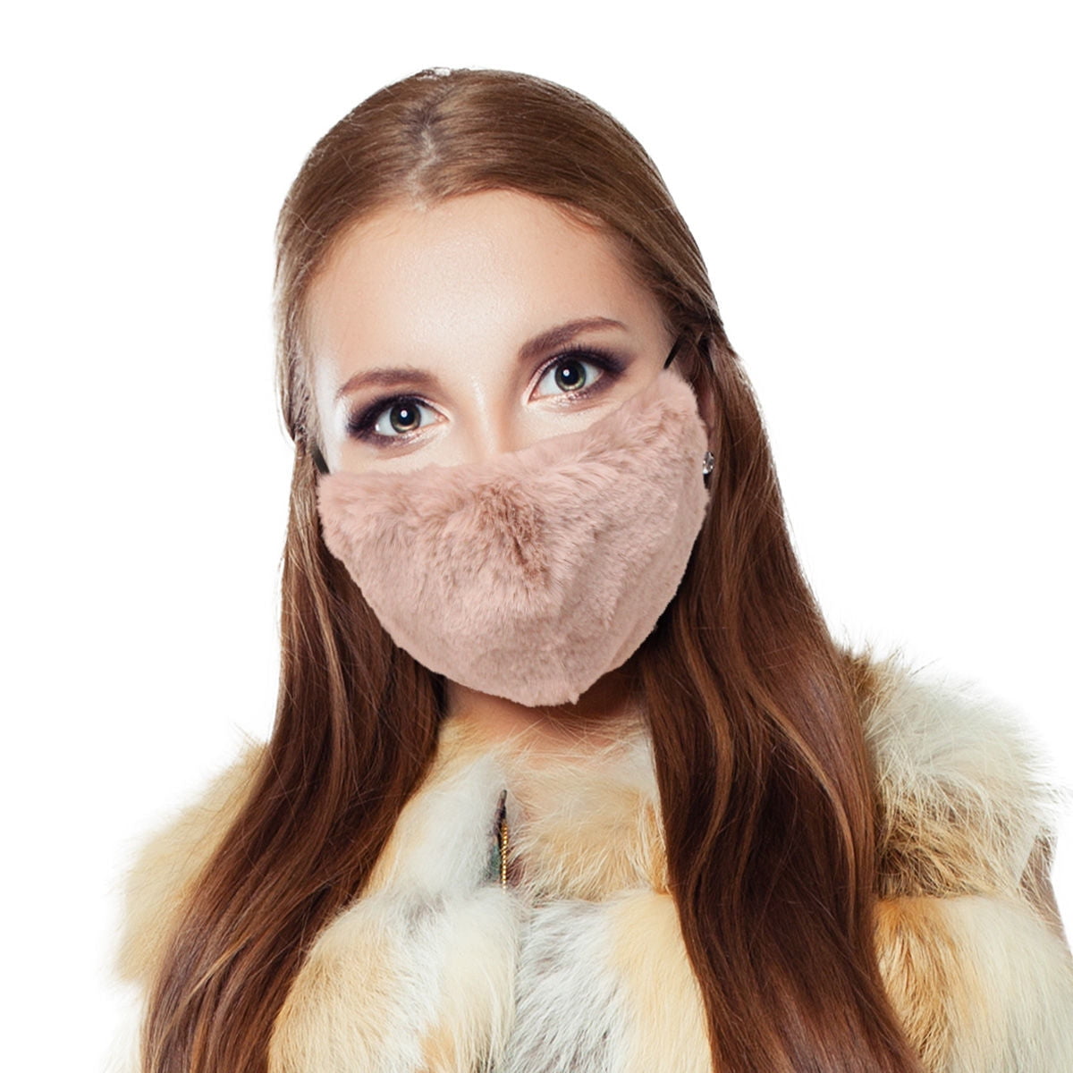 iLLASPARKZ Womens's Light Brown Faux Fur Mask Stretch to Fit - Walmart.com