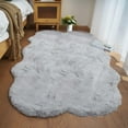 iLieber Faux Sheepskin Soft Fluffy Fur 4x6 Gray Area Rug,Washable Rugs ...