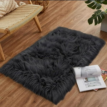 Soft Fluffy Faux Sheepskin Fur Area Rug Shag Plush Mat Home Decorative ...