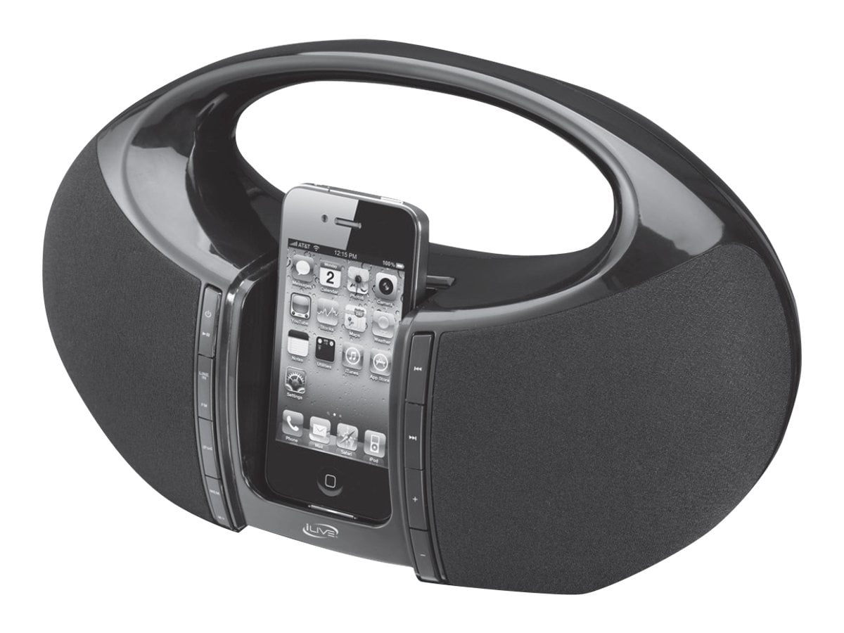 iLive IBP182B - Boombox with Apple Dock cradle - Walmart.com