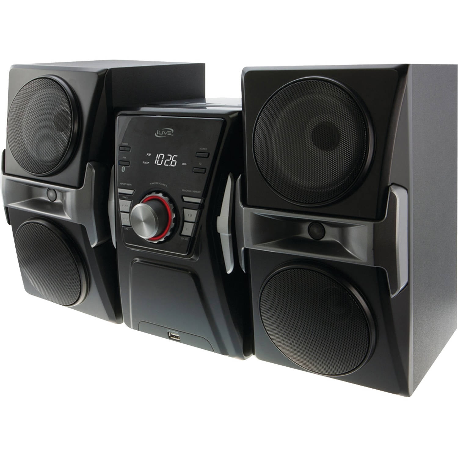 iLive IHB624B Bluetooth Home Music System with FM Tuner & LED Lights ...