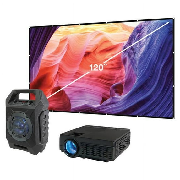 iLive Portable Mini HD Projector Bundle with Bluetooth Screen, Outdoor ...