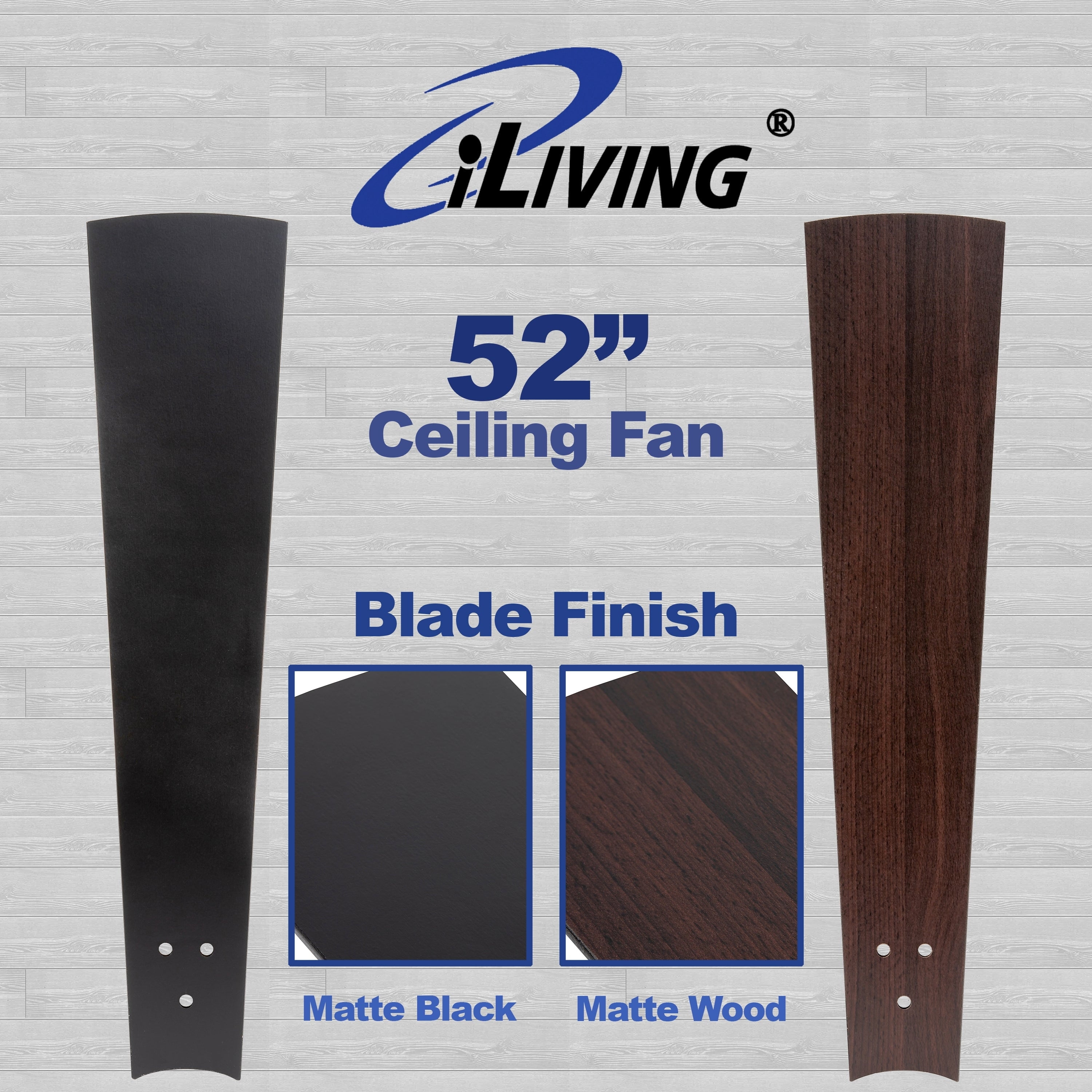 iLiving 52 Quiet BLDC Indoor Ceiling Fan w/ Remote, 6 Speeds 5650 CFM ...