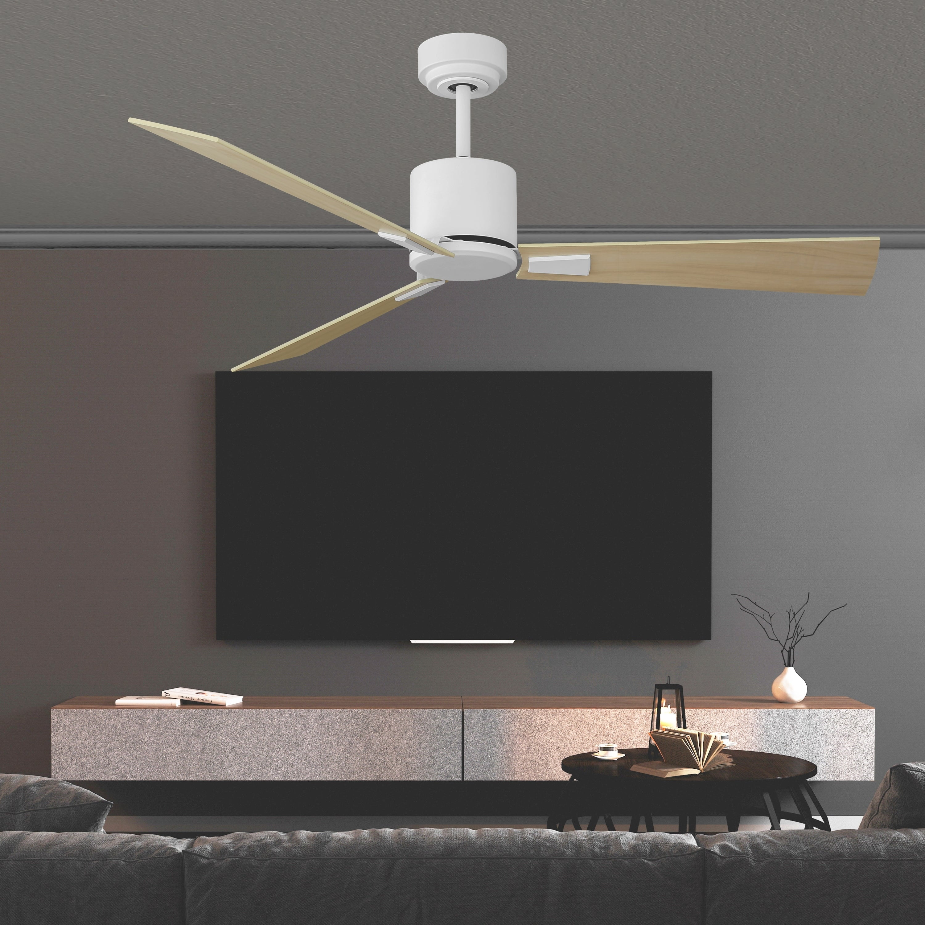 iLiving 56" Quiet BLDC Indoor Ceiling Fan w/ Remote, 6 Speeds 6300 CFM ...