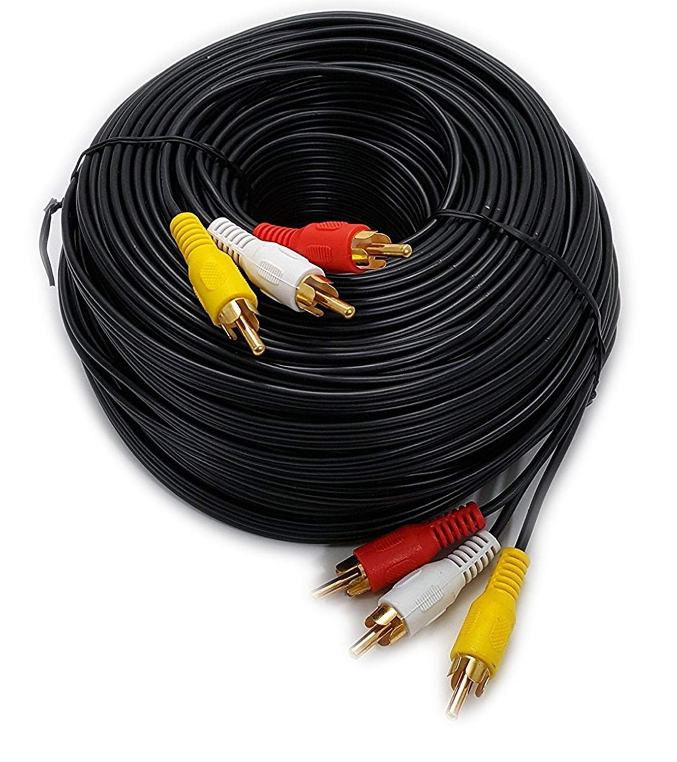 iMBAPrice 100 feet Long New 3RCA Composite Video Audio Cable - Gold ...