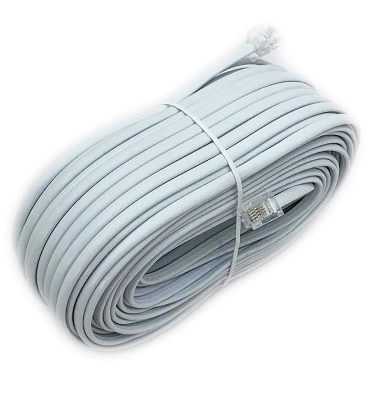 iMBAPrice RJ11 Telephone Extension Cord - 100ft Long Phone Cable Line ...