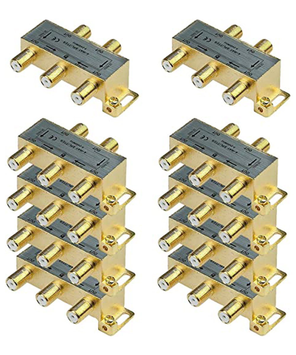 iMBAPrice 10-Pack Gold 2.4 GHz 4-Way Coaxial Cable Splitter, F-Type for ...