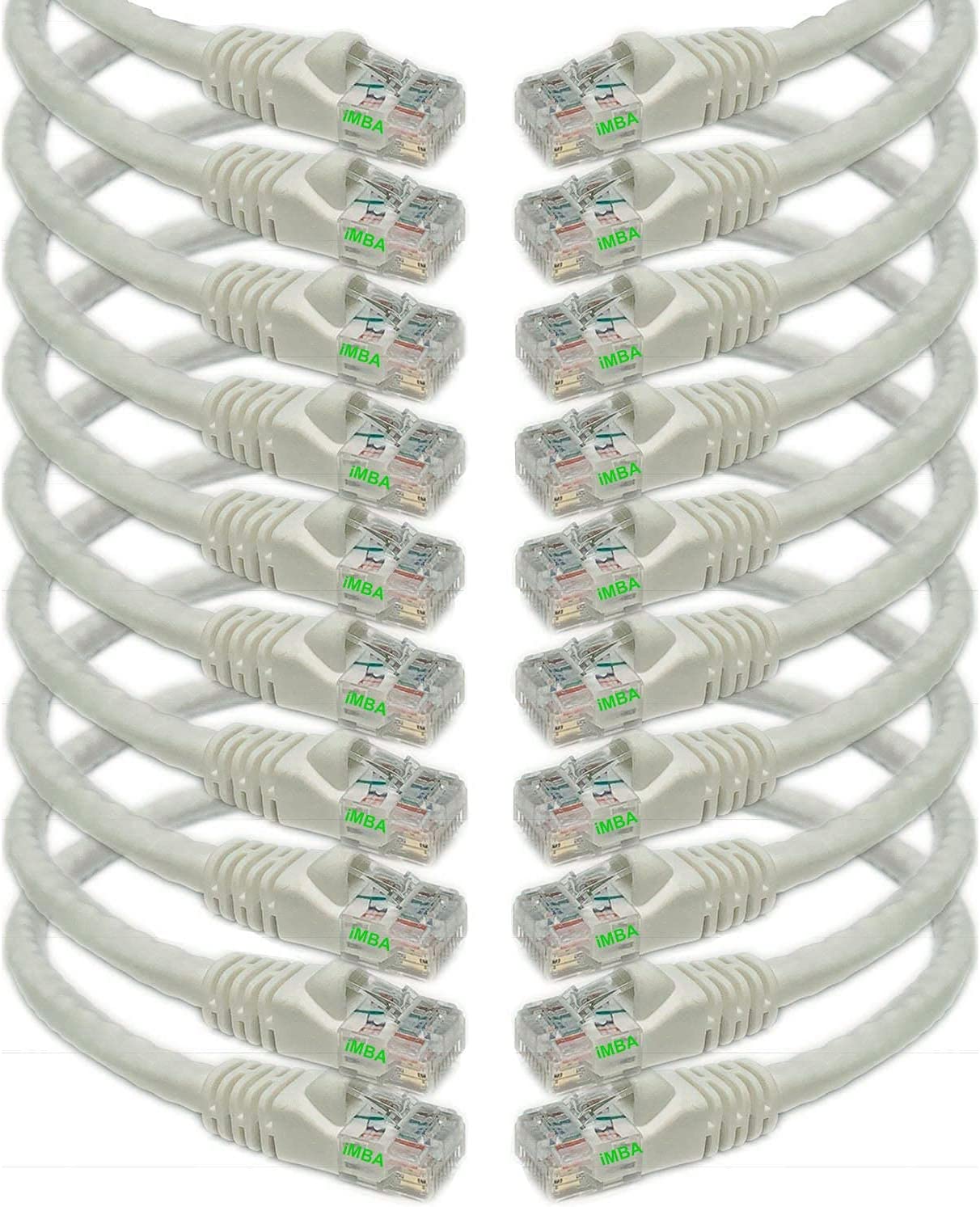 iMBAPrice Ethernet Cable Cat5e - 7 feet White - Male to Male Connectors ...