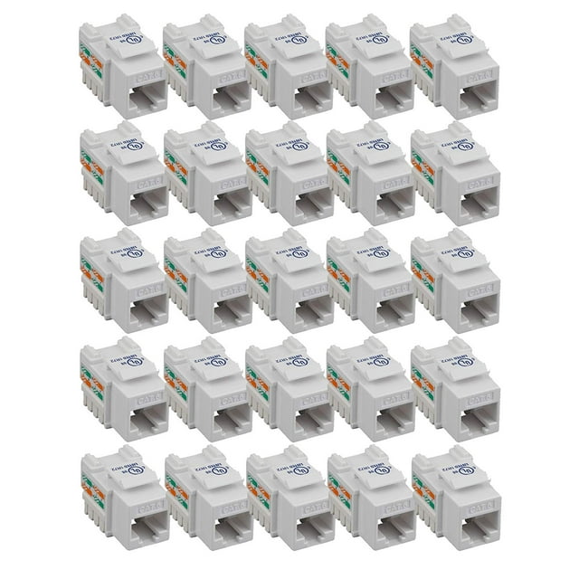 iMBAPrice (25-Pack) Cat6 RJ45 Punch-Down Keystone Jack in (White, UL ...