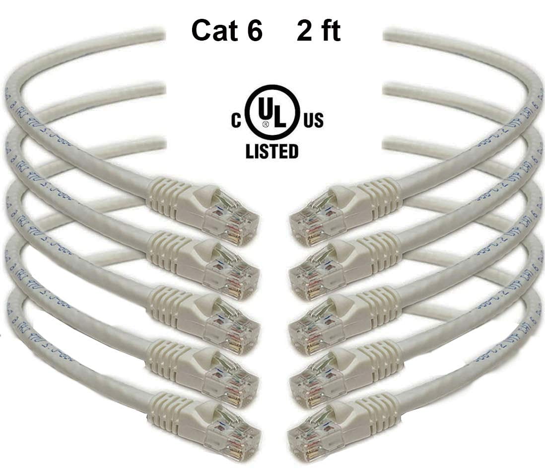 iMBAPrice 2ft Cat6 Cable, Premium Grade RJ45 Ethernet Network Cable Type Patch Cord, White - 5 ...