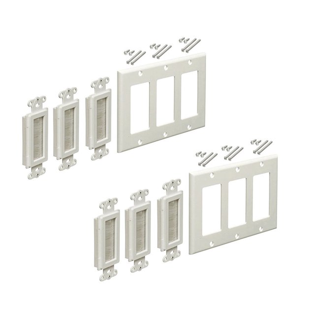 iMBAPrice 3-Gang Brushed Wall Plate - Decora Style Cable Pass Through ...