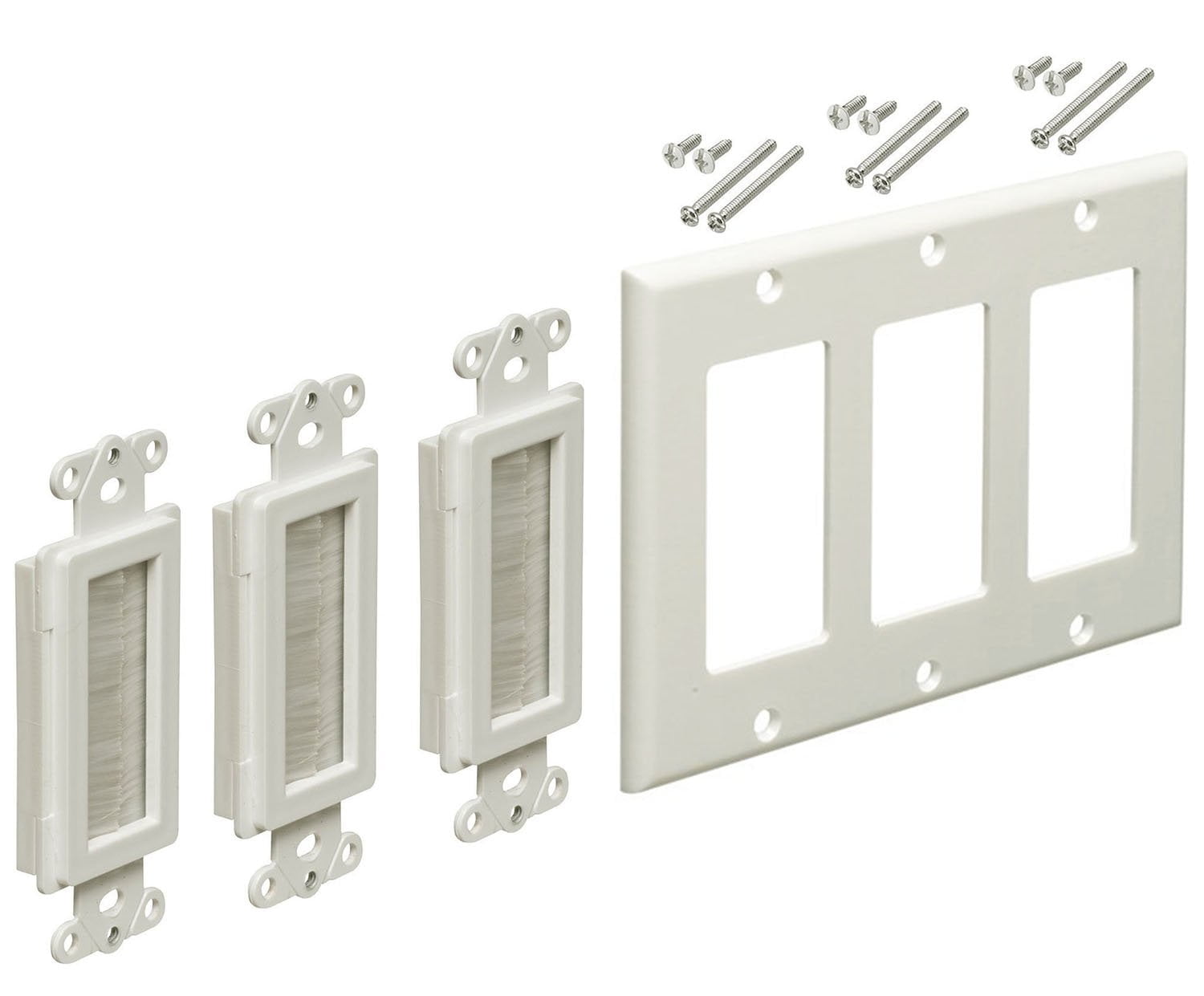 iMBAPrice 3Gang Brushed Wall Plate Decora Style Cable Pass-Through ...