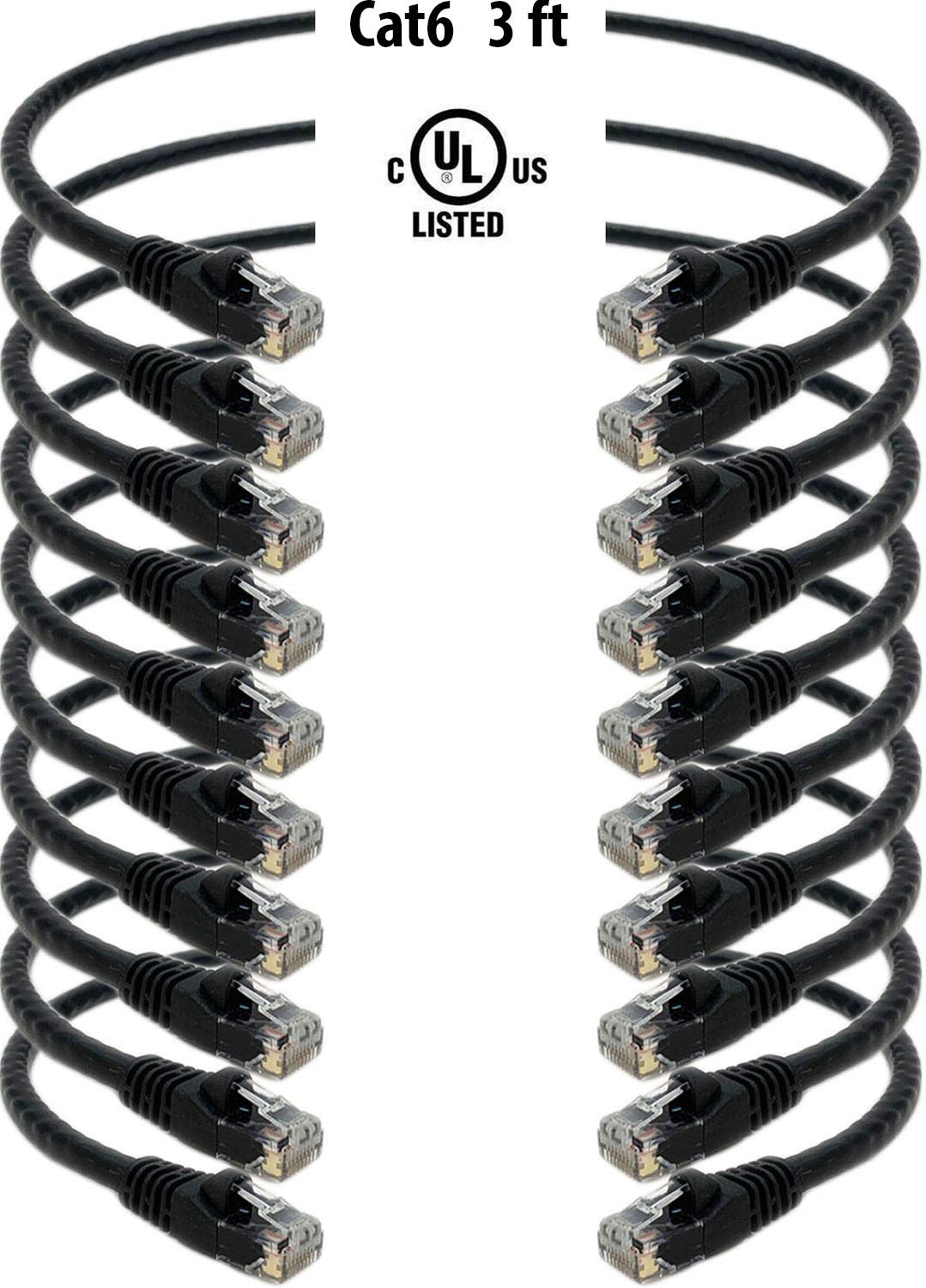 iMBAPrice 3 feet Molded UTP Cat6 Ethernet Network Patch Cable RJ45 m/m ...